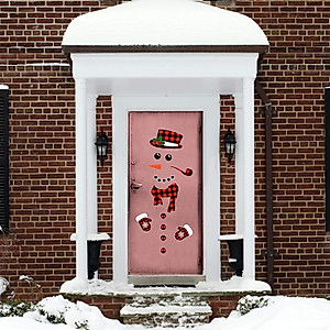 17Pcs Snowman Refrigerator Magnets | Christmas Decorations | Large Red Black Buffalo Plaid Fridge Magnet Stickers | Xmas Holiday Decorations for Fridge | Metal Door | Cabinets | Garage Door