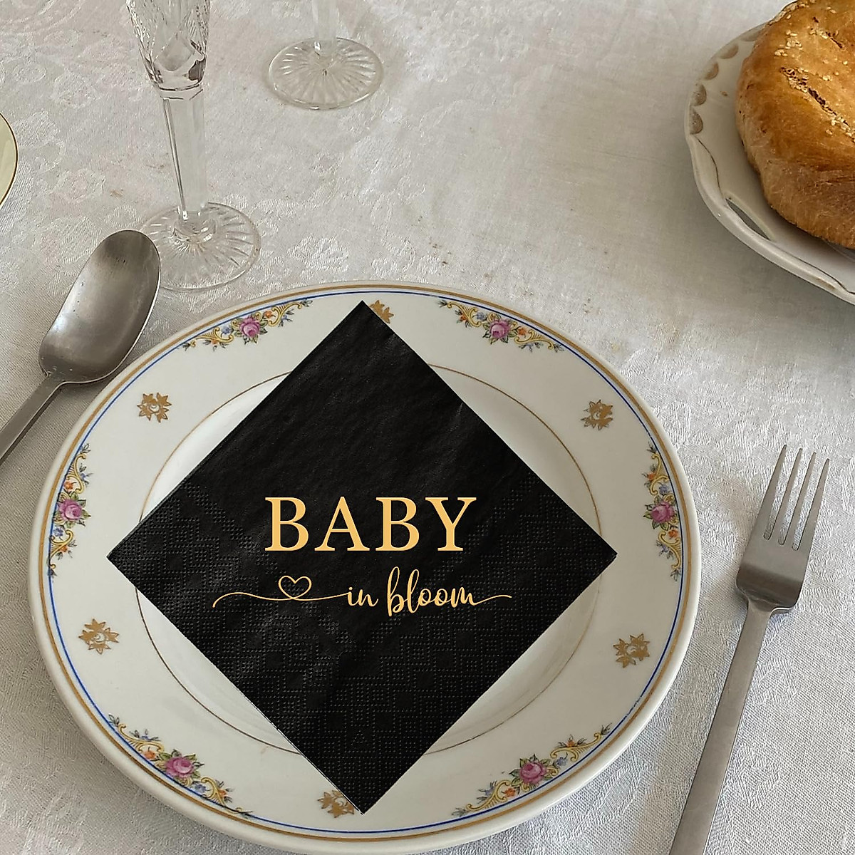 Let The Adventure Begin Cocktail Napkins, Pack of 50 Paper Disposable Napkins for Wedding Pregnancy Announcement Baby Shower Bachelorette Engagement Bridal Shower Graduation, 3-Ply