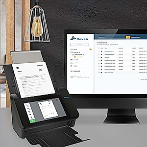 Raven Original Document Scanner - Huge Touchscreen, Color Duplex Feeder (ADF), Wireless Scanning to Cloud, WiFi, Ethernet, USB, Home or Office Desktop (2nd Gen) (Renewed)