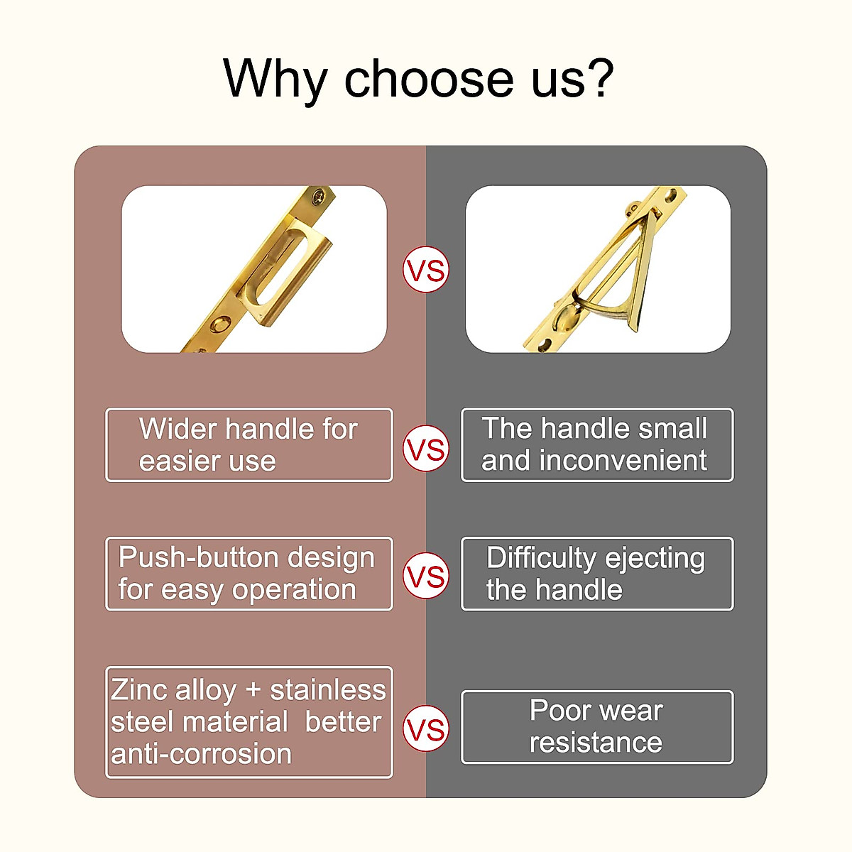 LWZH Brushed Nickel Pocket Door Edge Pull with Push Automatic Bounce Switch,Sliding Door Pull Hardware, Flush Hidden Handle (Gold)