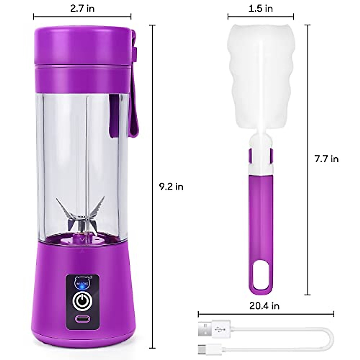 Portable Blender, MIAOKE Personal Mini Juice Blender, USB Rchargeable Juicer Cup with Six Blades in 3D, Smoothie Blender Home/Office/Outdoors, Dark purple