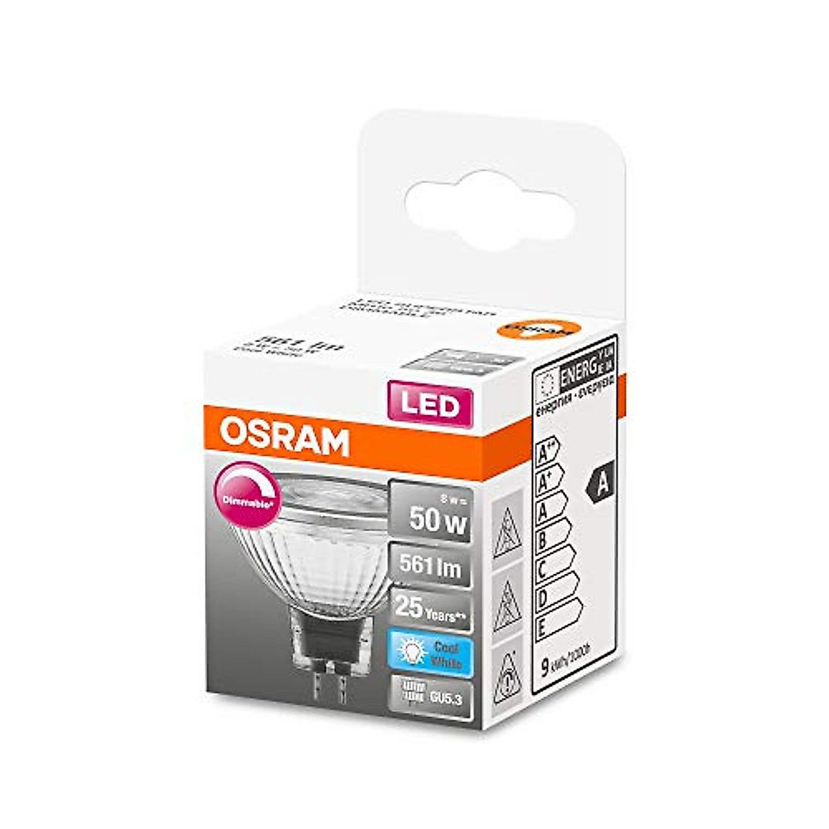 OSRAM Pack of 10 x Spot LED Reflector Lamp | Base: GU5.3 | Cool White | 4000 K | 8 W | Replacement for 50 W | LED Superstar MR16 12 V