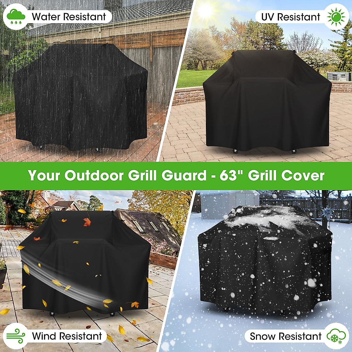 Mightify 63 Inch Grill Cover, Outdoor Gas Grill BBQ Cover Heavy Duty Waterproof and Fade Resistant Compatible with Weber Genesis 300 Series Grills, Compared to Weber 7757
