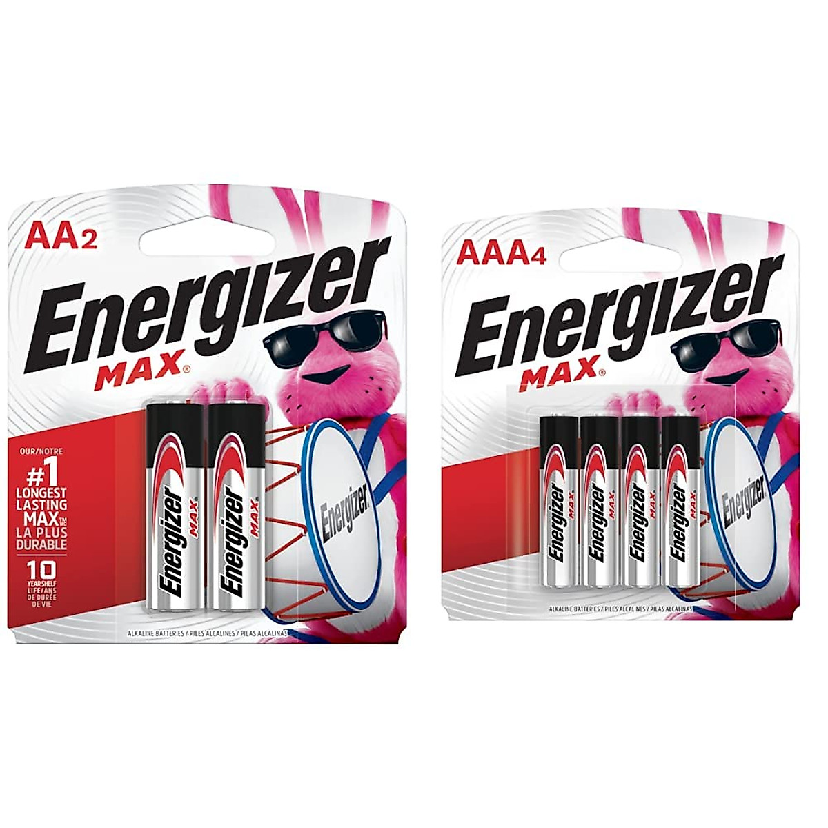 Energizer MAX Alkaline Batteries, 2 Batteries/Pack 2 Batteries/AA Battery,Multi, 2 Count & AAA Batteries, Max Triple A Alkaline, 4 Count