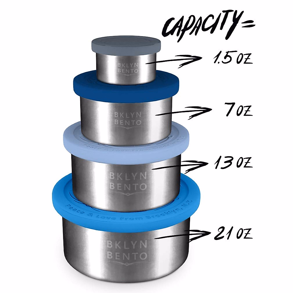 Stainless Steel Food Container With Leak Proof Silicone Lid | Metal Lunch Box | Bento Box | Food Storage | Great For Portion Control [Set of 4]