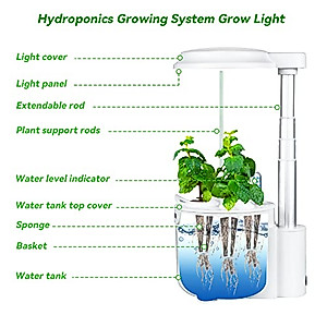 SHUNGRU Mini Hydroponics Growing System, Smart Indoor Herb Garden with Grow Light, Garden Germination Kit with Auto Timer, Height Adjustable and Stylish Decoration for Home Kitchen