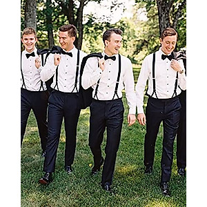 AWAYTR Men's Pre Tied Bow Ties for Wedding Party Fancy Plain Adjustable Bowties Necktie (Black)
