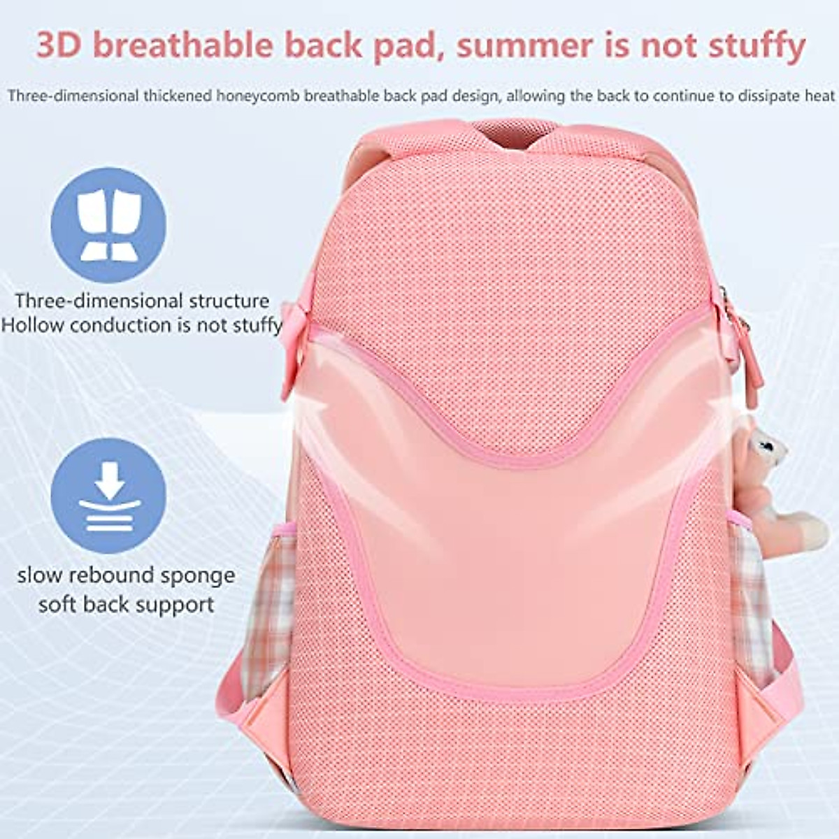 HANXIUCAO Backpacks for Girls Large Bookbags for Teens Girls Backpack for School Laptop Compartment Primary School (Pink)