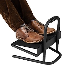 Mind Reader Foot Rest, Foot Stool, Under Desk at Work, Ergonomic, Adjustable, Office, Metal, 15"L x 14.25"W x 14.5"H, Black