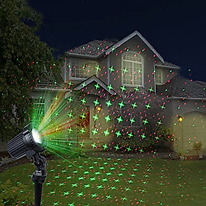 MHAZDZE Outdoor Christmas Laser Light，Red and Green Cross Star and Blue Christmas Laser Lights for Christmas and Holidays and Festive Decorations and Garden Decoration