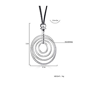 welbijoux Necklaces for Women Long Statement Silver Pendant Necklace with Leather Rope