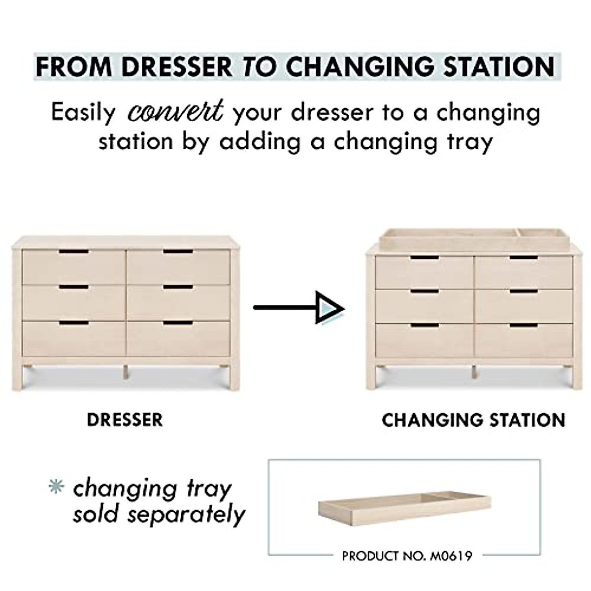 Carter's by DaVinci Double Colby 6-Drawer Dresser, Washed Natural