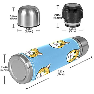 Stainless Steel Leather Vacuum Insulated Mug Cat Thermos Water Bottle for Hot and Cold Drinks Kids Adults 16 Oz