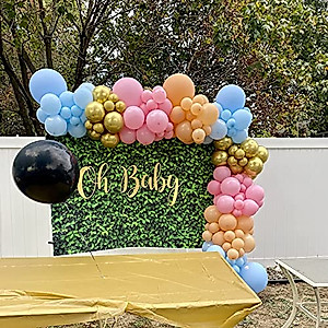 Cenven Oh Baby Green Leaves Wall Backdrop Green Grass Baby Shower Photography Background Baby Newborn Announce Pregnancy Birthday Party Decorations Supplies Photo Studio Props 7x5FT