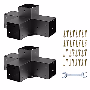 Woodworks Pergola pergola Brackets 4-Way Right Angle Corner Bracket DIY Elevated Wood Stand 2PACK with Screws for 4x4 (Actual: 3.5x3.5 Inch) Lumber Pergola Gazebo