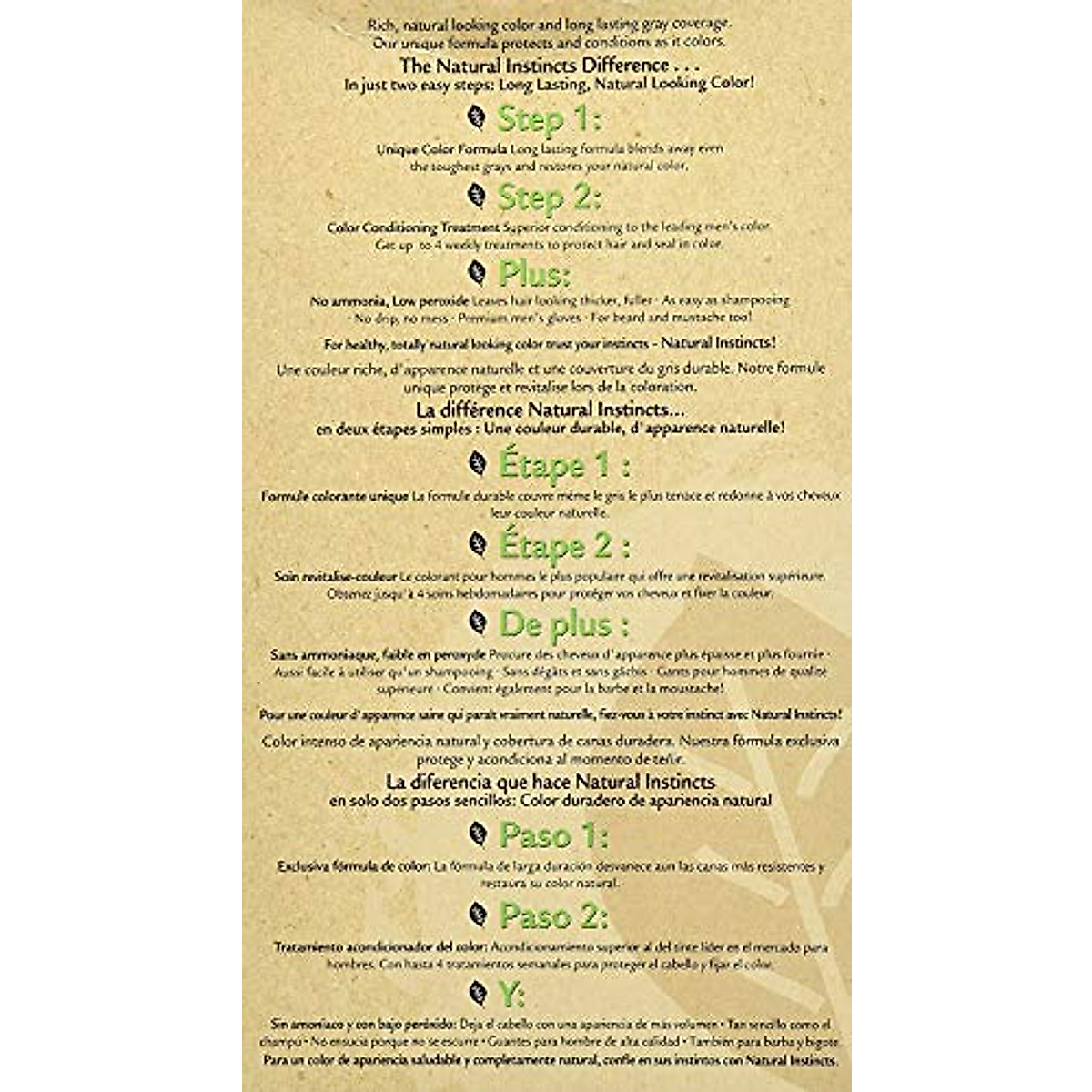 Clairol Natural Instincts Semi-Permanent Hair Dye for Men, M9 Light Brown Hair Color, Pack of 3