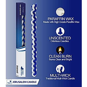 Jerusalem Candles Havdalah Candle - Braided Blue and White - Flat Havdallah Candles - 2 Pack