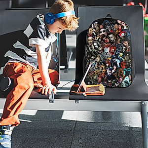 Halloween Horror Movie Backpack, Multi-Function Travel Backpack, Adjustable Shoulder Strap Backpack 17"