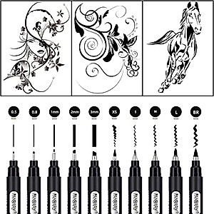 PANDAFLY Calligraphy Pens, 10 Size Calligraphy Pens for Writing, Brush Pens Calligraphy Set for Beginners, Hand Lettering Pens, Brush Markers Set, Black Ink Drawing Pens