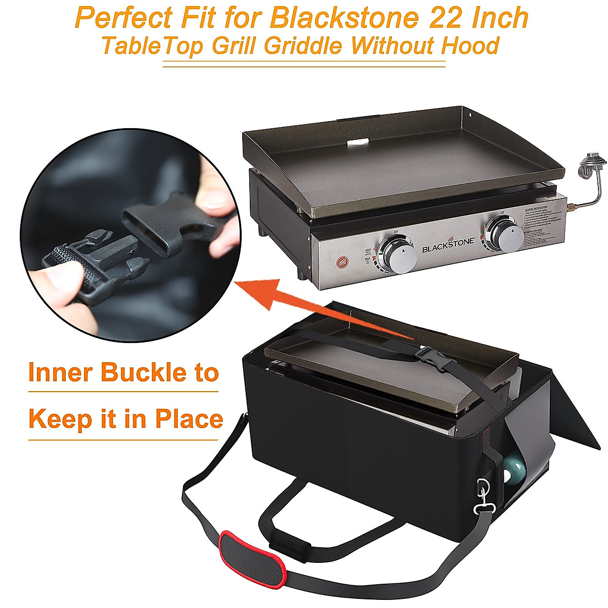 22" Griddle Carry Bag for Blackstone 22 Inch Tabletop Grill Without Hood,fits for Blackstone 1666 Tabletop Griddle,Water Resistant 600D Polyester Heavy Duty