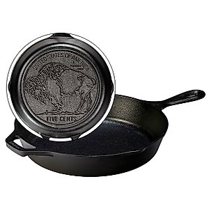 Lodge Cast Iron Buffalo Nickel Skillet, 10.25 Inch