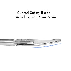 LIVINGO 3.75" Rounded Curved Nose Hair Scissors, Premium Stainless Steel Safety Small Blades Use for Manicure Cuticle Trimming Facial Hair, Eyebrow, Dry Skin