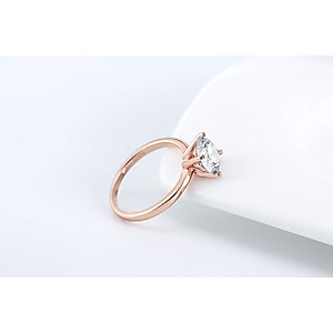 Amore 1CT 2CT 3CT DEW Solitaire Moissanite Engagement Ring by Ginger Lyne Choice of White Yellow or Rose Gold over Sterling Silver Wedding rings for women by Ginger Lyne
