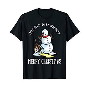 Funny Dog Lover Gift It Feels Good To Be Naughty Snowman T-Shirt