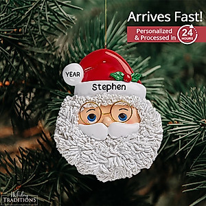 Santa Claus Personalized Christmas Ornaments 2023 - Fast & Free 24h Customization – Santa Face Christmas Decorations with Name - Comes Gift-Wrapped
