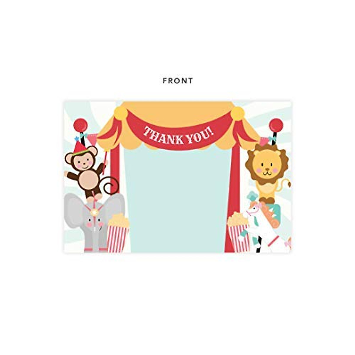 Desert Cactus Circus Carnival Thank You Cards (25 Count) With Envelopes Bulk Birthday Party Bridal Blank Graduation Kids Children Boy Girl Baby Shower (25ct)