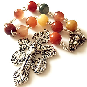 elegantmedical HANDMADE rosary Rutilated Quartz crystal bead one decade rosary bracelet cross Gift