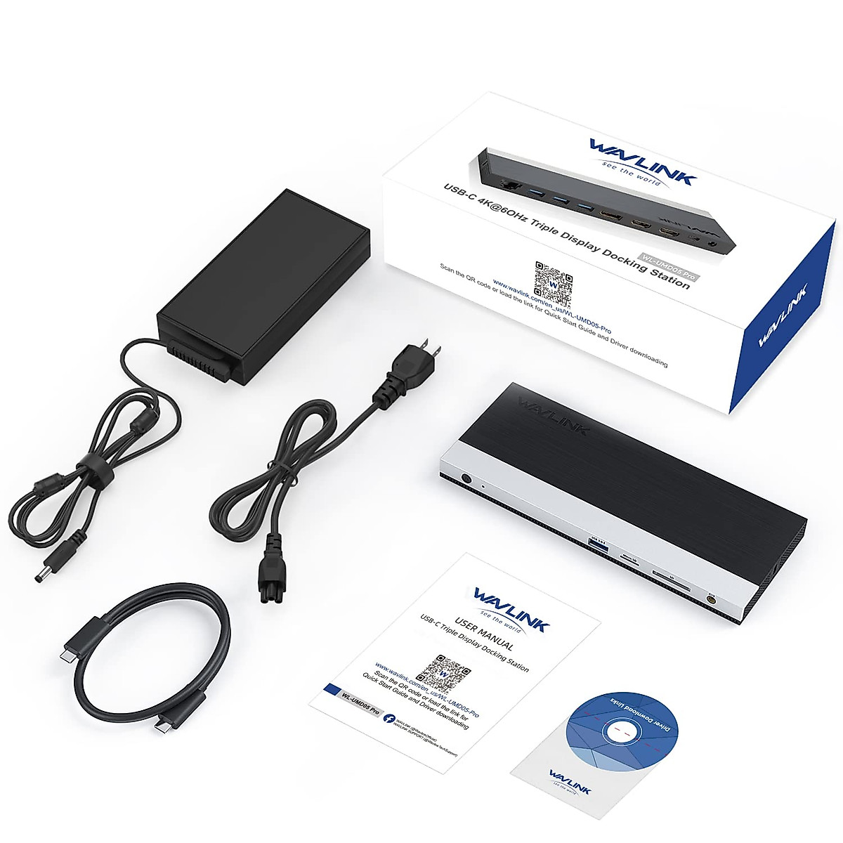 WAVLINK USB C Docking Station 4K Triple Display (2 HDMI + 1 Displayport) with 100W PC Charging, Gigabit Ethernet, 4 USB 3.0, SD/TF Card Slot, Audio, for Dell HP MacBook Lenovo and Other USB C Laptops