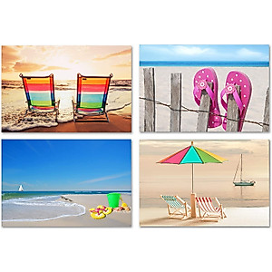 Small World Greetings Beach Note Cards 24 Count - Blank Inside with Envelopes - A2 Size (5.5" x 4.25") - Perfect All Occasion Beach Stationery for Thank You, Birthday, and More
