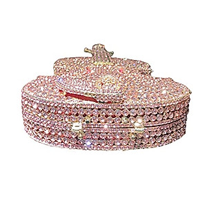 Tngan Women Mini Violin Evening Bag Sparkling Rhinestones Clutch Wedding Party Banquet Purse, Lignt Pink