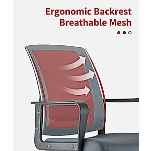 CLATINA Office Guest Chair with Lumbar Support and Mid Back Mesh Space Air Grid Series for Reception Conference Room Gray