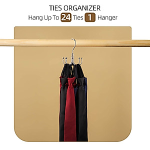 ZEDODIER Belt Hanger, Rotatable Belt Rack Closet Accessories Organizer, Maximum 24 Storage Capacity, Hanging Holder Storage Hook for Belt, Bra, Tank Top, Tie, Scarf, Purse, Silver
