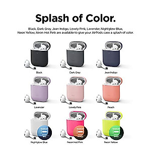 elago Skinny Case Compatible with AirPods 1 and Compatible with AirPods 2, Front LED Visible, Supports Wireless Charging, Anti-Slip Coating Inside [Neon Yellow]