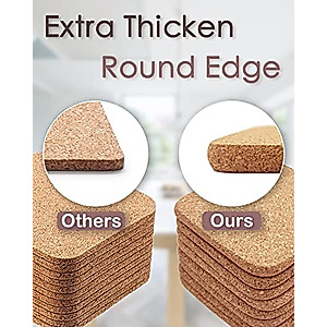 Cork Coasters for Drinks, 8 Pcs Square Extra Thick Absorbent Cork Coaster Sets, Round Edge Drink Coaster, Cup Coasters for Kinds of Cups, Housewarming Gifts, Home Decor, 4 x 4 Inches