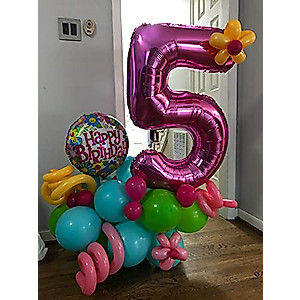 Pink 3 Balloons,40 Inch Birthday Foil Balloon Party Decorations Supplies Helium Mylar Digital Balloons (Pink Number 3)