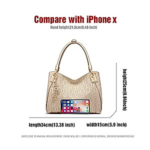 Gold Handbags for Women Cow Leather Top-handle Purse Ladies Pocketbooks Shoulder Bags Work Tote Bags