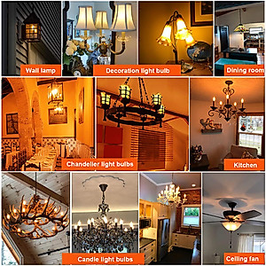 LiteHistory Dimmable 4W 2200K Amber CA10 led Bulb E12 Candelabra led 250lm, Warm White, 40W Flame tip 6Pack