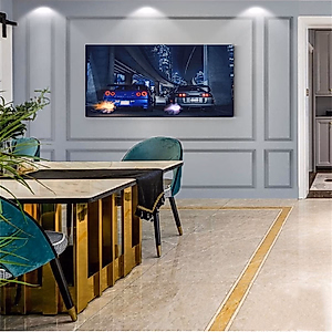 Posters Night Racing Art Poster Nissan Skyline Wall Art Boys Room Cool Poster Canvas Wall Art for Living Room Bedroom Office Kitchen Decor 08x16inch(20x40cm) Unframe-Style