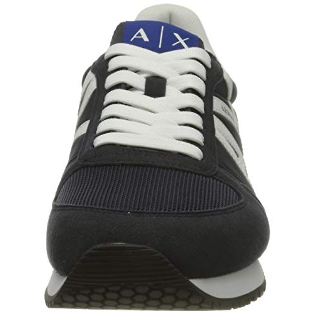 AX Armani Exchange mens Lace Up Logo Sneaker, Navy + Optical White, 10 US