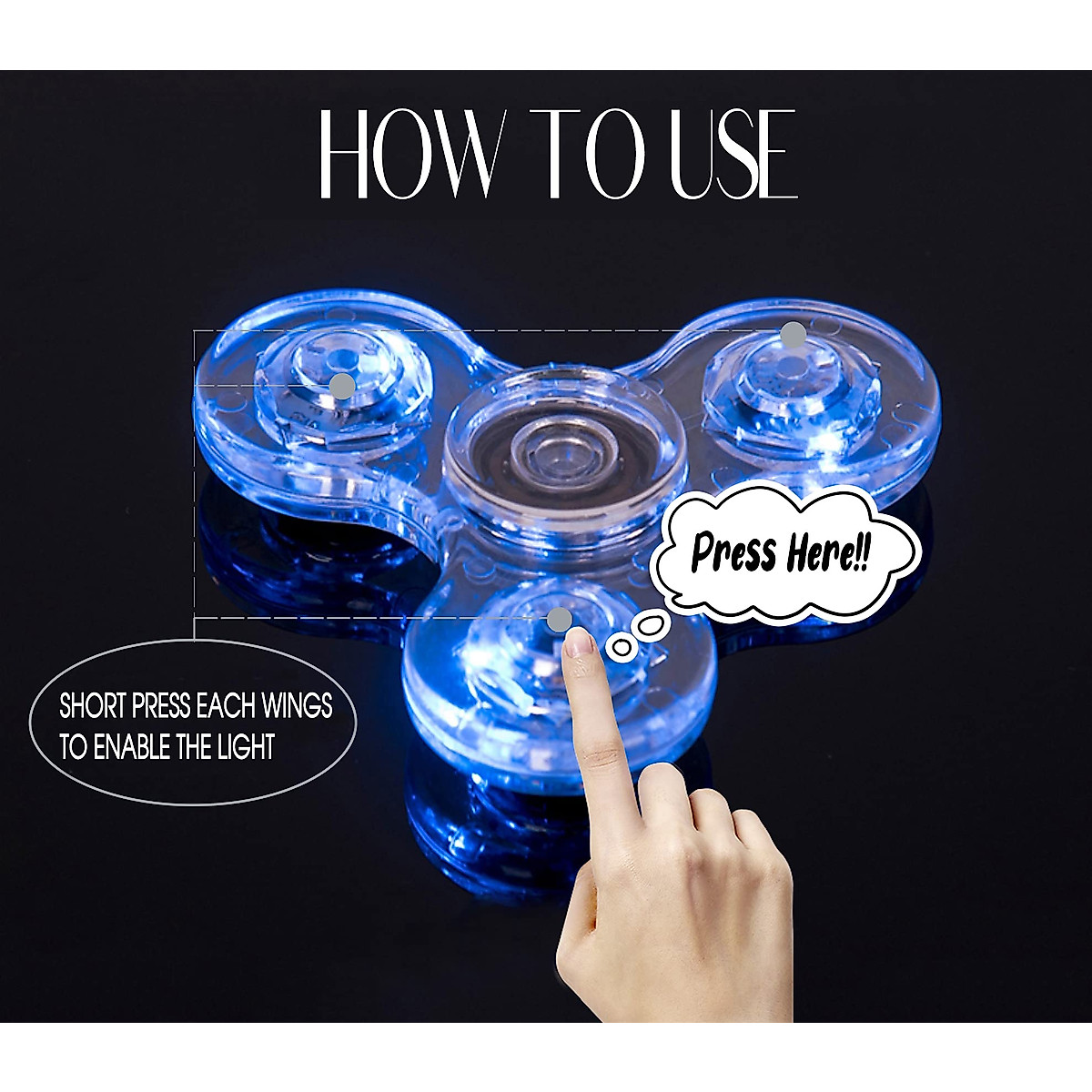 FIGROL LED Light Up Crystal Fidget Spinner for Children｜Easter Gifts Easter Basket Stuffers Party Favors｜Glow in The Dark Party Supplies｜Classroom Prizes Return Gifts