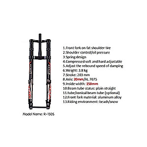 NBPOWER 26 * 4.0 Bike Air Fat Fork- Oil Spring Suspension Fork, Snow/Beach Fat KKE Fork 26 * 4.0 Tires, Alloy Material Fit 4.0" Tire Mountain Bike