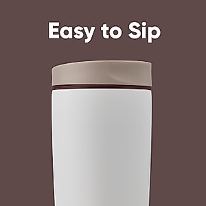 Owala SmoothSip Slider Insulated Stainless Steel Coffee Tumbler, Reusable Iced Coffee Cup, Hot Coffee Travel Mug, BPA Free 20 oz, Tan/White (Vanilla Bean)