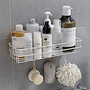 Bathroom Shelf Organizer Shower Caddy Storage Kitchen Rack With Traceless Transparent Adhesive No Drilling Black Roll up Dish Drying Rack