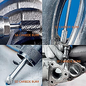 Carbide Burr Set 8pcs JESTUOUS 1/4 Inch Shank Diameter Double Cut Rotary Files Metal Grinding Polishing Carving Tool Drill Bits for Die Grinder Kits