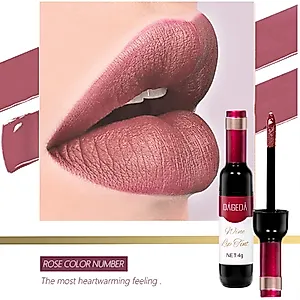 DAGEDA 6Pcs Velvet Wine Lip Tint, Matte Lipstick Velvety Lip Makeup Set, Highly Pigmented Liquid Lipstick, Non-stick Cup Lip Makeup Kit for Girls Women(B Set)