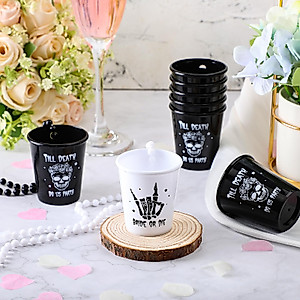 Kigeli 12 Pcs Bride or Die Bachelorette Shot Glass Beaded Necklace Halloween Till Death Do Us Party Plastic Shot Glass Necklaces Halloween Gothic Skull Bridal Shower Party Favor for Wedding